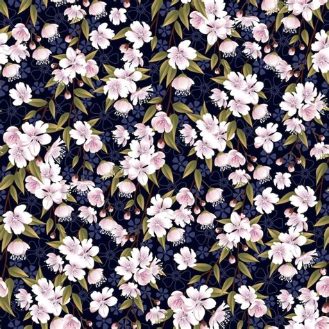 Premium Vector Seamless Spring Pattern With Cherry Blossom