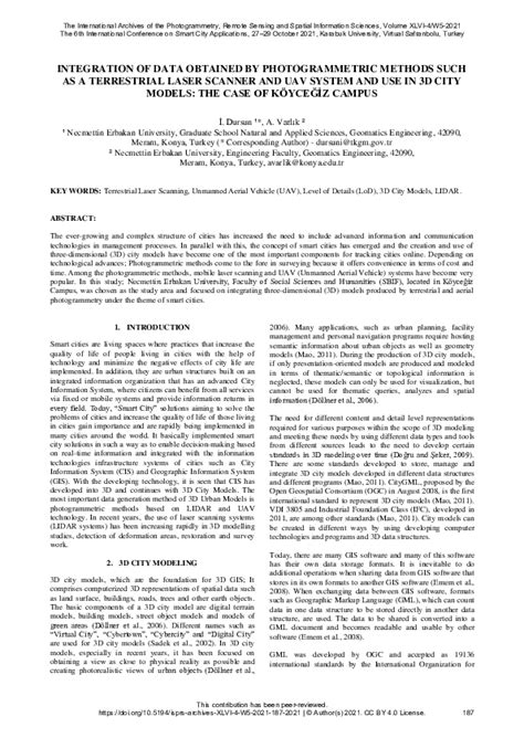 Pdf Integration Of Data Obtained By Photogrammetric Methods Such As A Terrestrial Laser