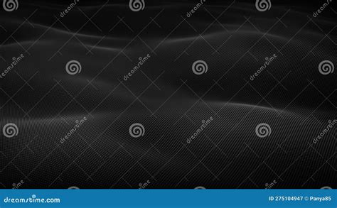 Abstract Flowing Smooth Cloth Surface Fractal Waves Background Grid Mesh Of Dots Stock