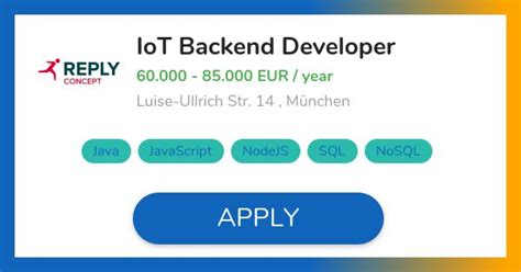 Germantechjobs On Linkedin Iot Backend Developer Job In München