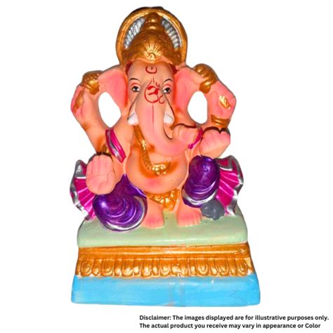 Mysore Chourang Golden Crown Ganesh Idol Eco Friendly 8inch 1pc