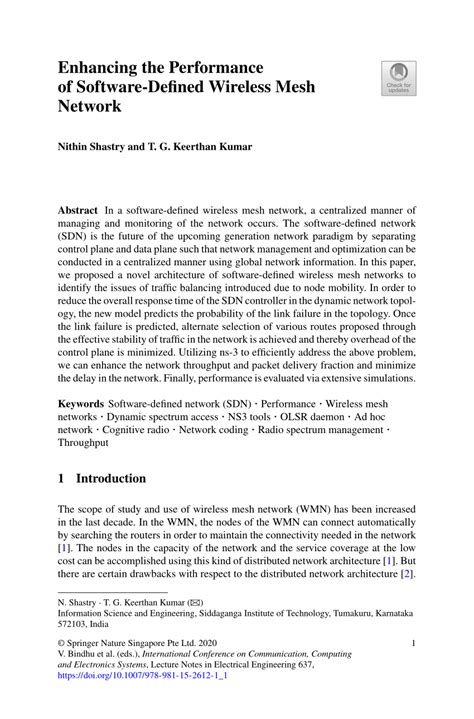 Pdf Enhancing The Performance Of Software Defined Wireless Mesh Network
