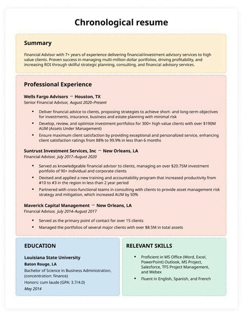 Chronological Resume Example Chronological Resume Chronological