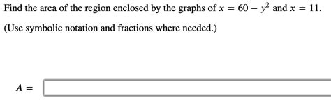 Solved Find The Area Of The Region Enclosed By The Graphs Of