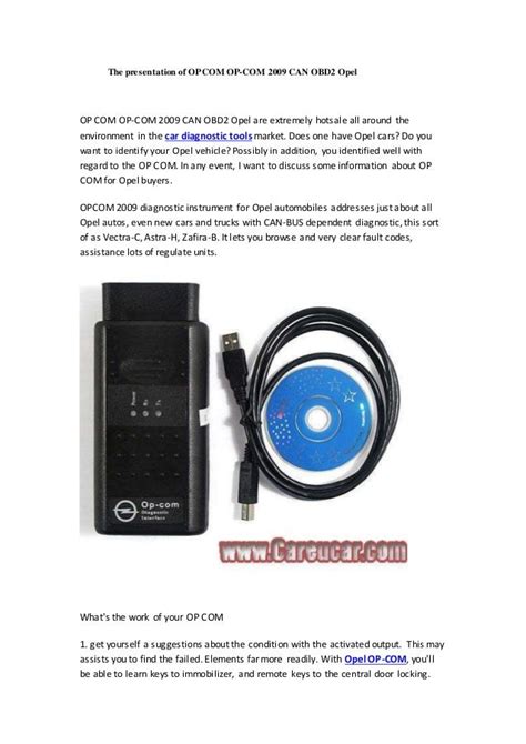 the presentation of opcom op com 2009v can obd2 opel