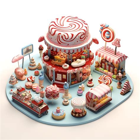 Premium Ai Image Creative 3d Of Sweets Market Showcasing A Delightful Variety Of Sweet