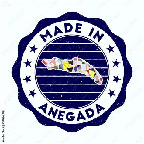 Made In Anegada Island Round Stamp Seal Of Anegada With Border Shape