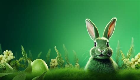 Premium Photo Happy Easter Bunny On Green Background