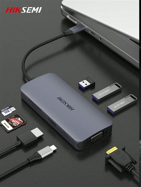 HIKSEMI 1 Pack USB C 3 0 External Hub 8 In 1 Ports With HDMI PD Charging SD TF USB A C 3 0