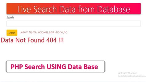 Php Search Php Search Function Php Search Data Using Mysql Database Youtube