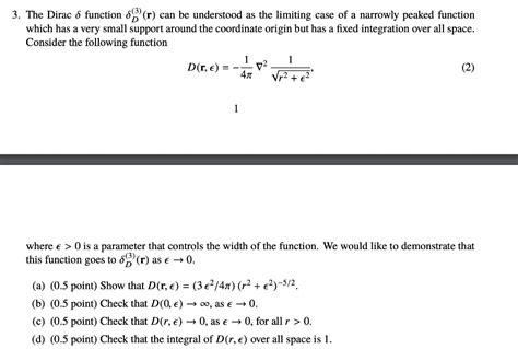 Solved The Dirac Function R Can Be Understood As The Chegg Com