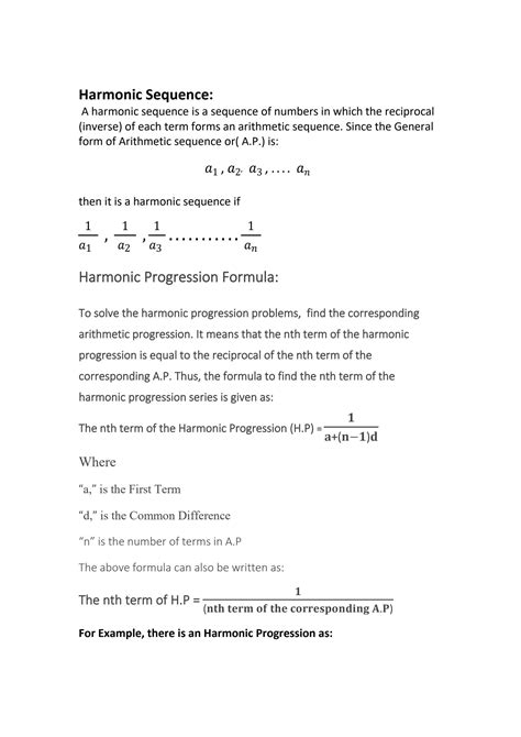 SOLUTION Understanding Of Harmonic Sequence And Mean Studypool