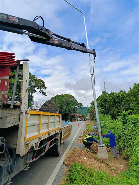 ติดตั้งระบบเสาไฟฟ้าแสงสว่าง เสาไฟถนน เสาไฮแมส โคมไฟถนน โคมไฟถนนled