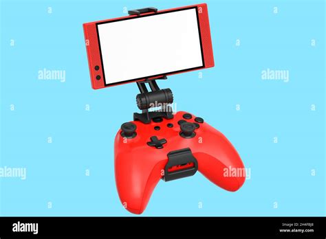 Realistic Red Joystick For Playing Games On A Mobile Phone On Blue