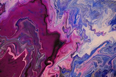 추상적인 보라색 분홍색 흰색 파란색이 캔버스에 페인팅 효과를 부어 넣습니다 아름다운 활기찬 유체 예술 추상적 배경 0명에 대한 스톡 사진 및 기타 이미지 Istock
