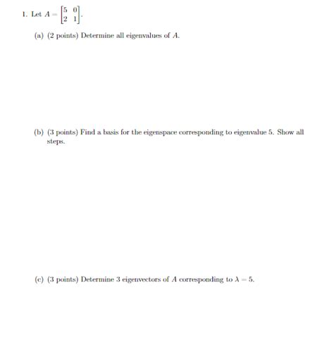 solved 1 let a a 2 points determine all eigenvalues of