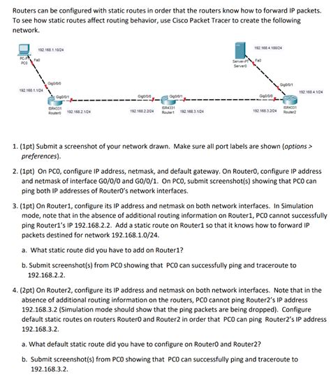 Solved Routers Can Be Configured With Static Routes In Order Chegg