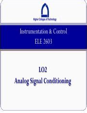 Analog Signal Conditioning Methods And Design For Course Hero