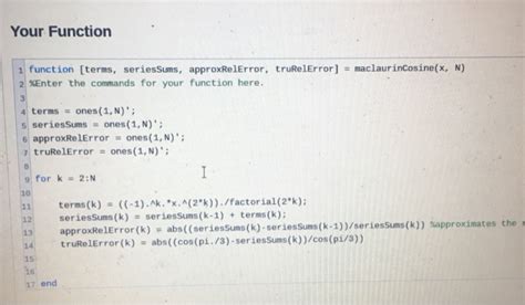 Solved Pl Maclaurin Series For Cosine Loop And Vectors 1