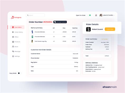 Order Details Admin Dashboard Design Bringova By Ehsan Moin On Dribbble