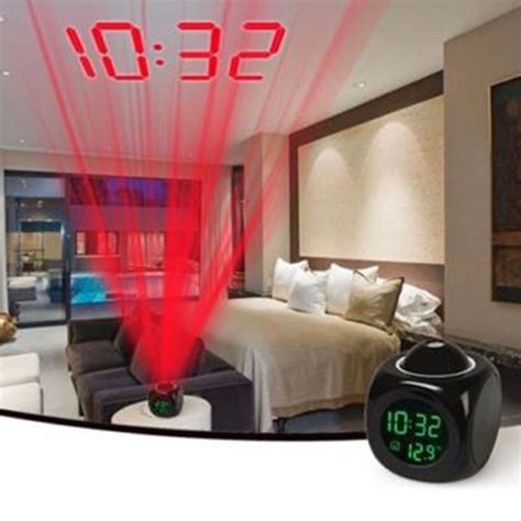 LCD Projection LED Display Time Digital Alarm Clock Talking Voice Plus Minus Co