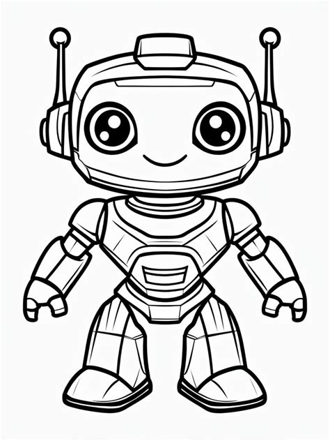 Friendly Cartoon Robot Line Drawing For Coloring Book Pages Playground