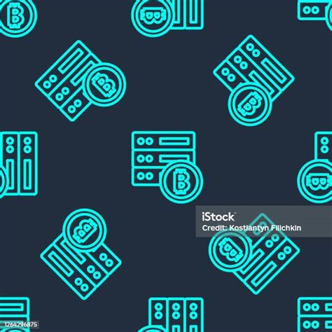 녹색 라인 서버 비트 코인 아이콘은 파란색 배경에 원활한 패턴을 격리 벡터 금융에 대한 스톡 벡터 아트 및 기타 이미지 금융 네트워크 서버 데이터 Istock
