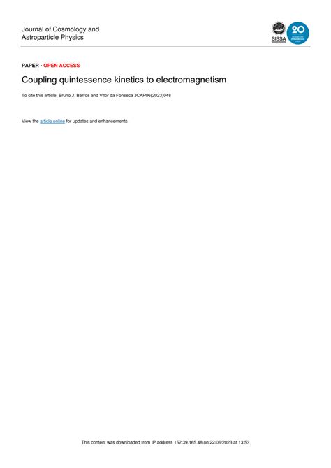 Pdf Coupling Quintessence Kinetics To Electromagnetism