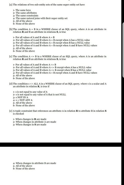 Solved A The Relations Of Two Sub Entity Sets Of The Same