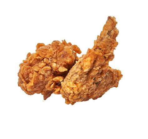 격리된 흰색 배경에 바삭한 프라이드 치킨 무료 사진