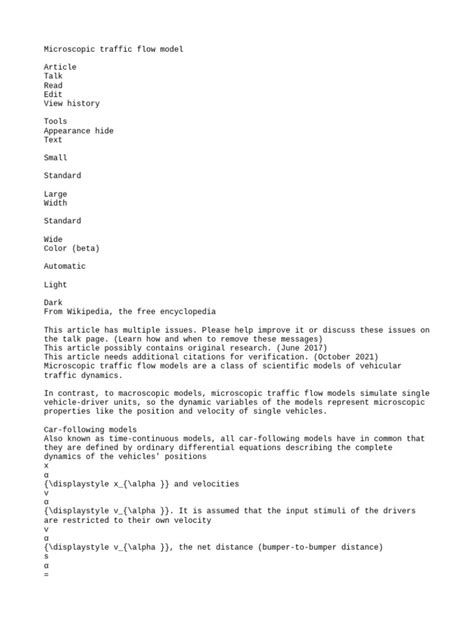 Microscopic Traffic Flow Model Pdf Traffic Teaching Methods And Materials