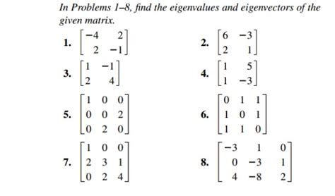 Solved In Problems 1 8 Find The Eigenvalues And Chegg Com