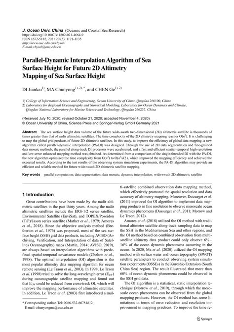 Pdf Parallel Dynamic Interpolation Algorithm Of Sea Surface Height