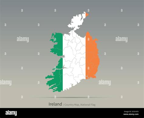 Ireland Flag Isolated On Map European Countries Map And Flag Stock