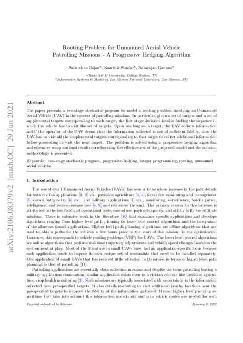 Pdf Routing Problem For Unmanned Aerial Vehicle Patrolling Missions