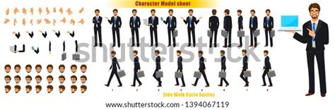 Businessman Character Model Sheet Walk Cycle 스톡 벡터로열티 프리 1394067119