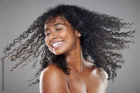 Hair Face And Beauty Black Woman In Skincare And Hair Care