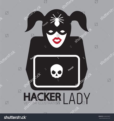 Girl Hacker Icon Laptop Lips Skull Stock Vector Royalty Free 644693005 Shutterstock