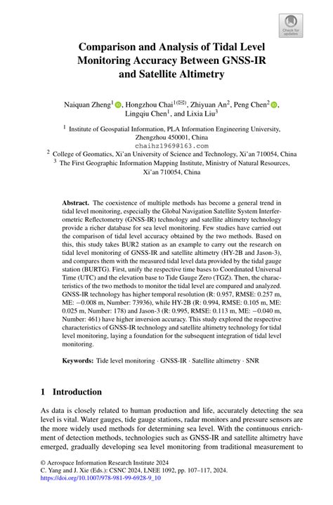 Pdf Comparison And Analysis Of Tidal Level Monitoring Accuracy