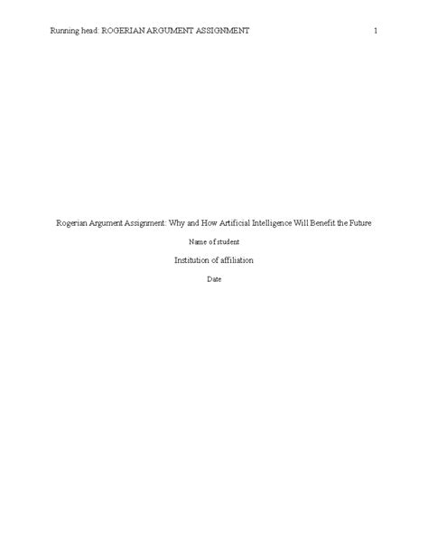 Rogerian Argument Assignment Document Running Head Rogerian Argument Assignment 1 Rogerian