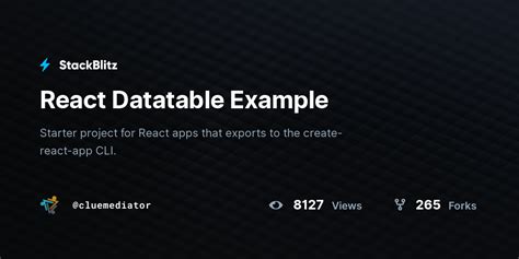 react datatable example stackblitz