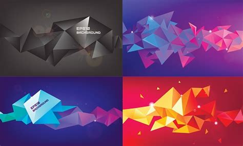 벡터 추상 기하학적 3d 모양입니다 삼각형 면 다각형 배너 포스터 배경 0명에 대한 스톡 벡터 아트 및 기타 이미지 0명 3차원 형태 가리기 Istock