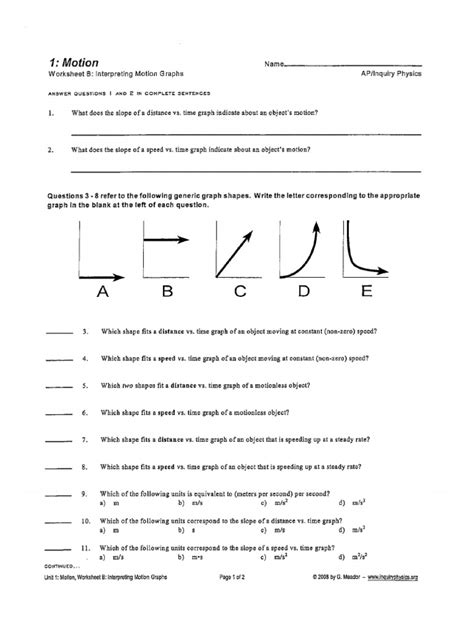 Interpreting Motion Graphs Pdf