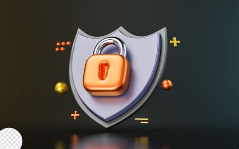 Premium Psd Security Shield Padlock Sing On Dark Background 3d Render Concept For Safety Protocell