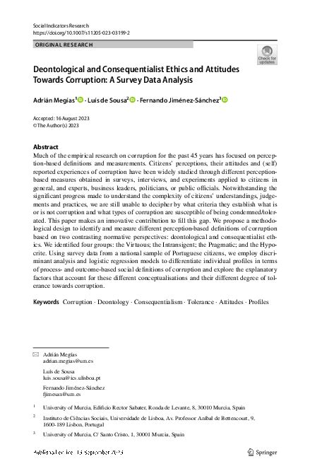 Pdf Deontological And Consequentialist Ethics And Attitudes Towards