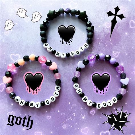 Pastel Goth “oh My Goth” Beaded Kandi Bracelets Halloween Spooky Kawaii