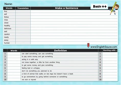 Worksheet Vocabulary English Worksheets Basic Plus 4 Englishsauce