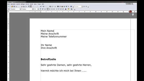 Einstieg In Open Office Writer Bewerbung Youtube