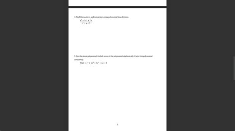 Solved 4 Find The Quotient And Remainder Using Polynomial