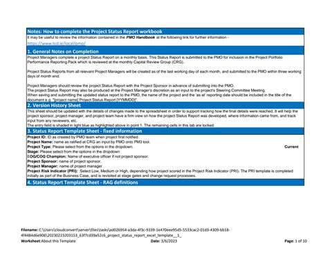 SOLUTION Project Status Report Excel Template 1 Studypool